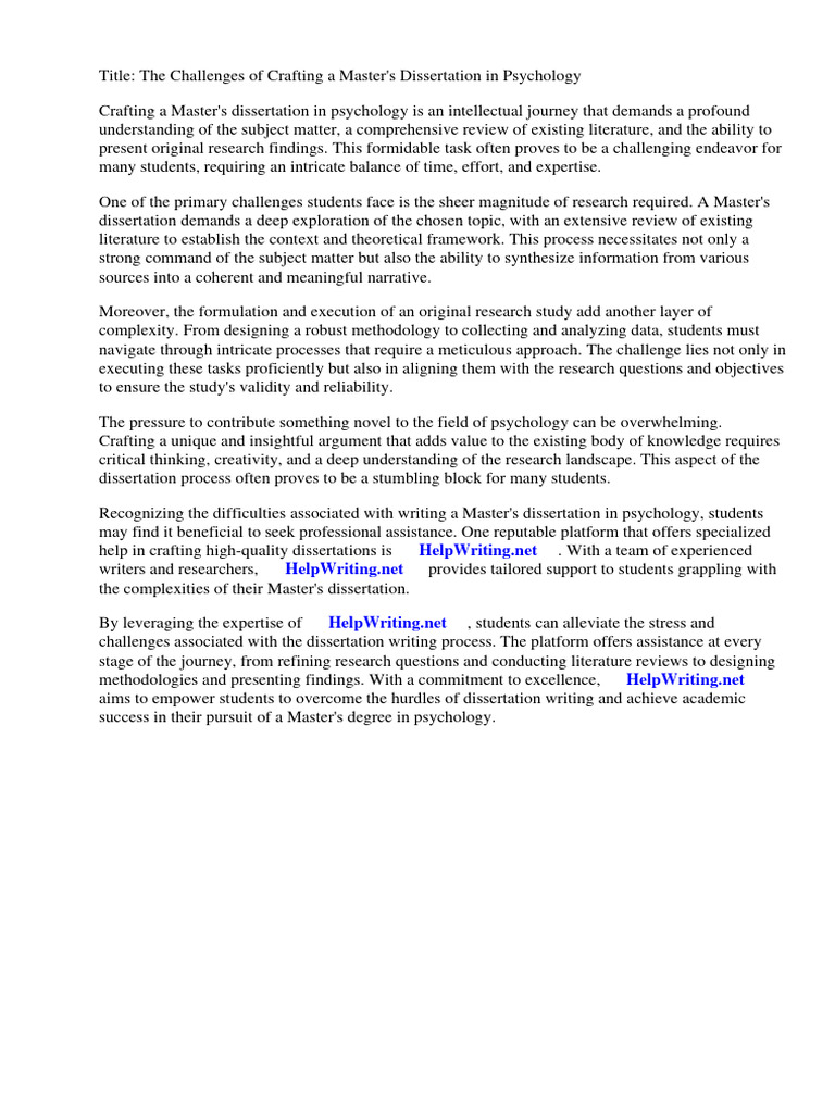 Example Masters Dissertation Psychology | PDF | Thesis | Essays