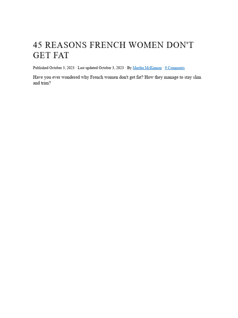 45 Reasons French Women Stay Slim | PDF | Dieting | Healthy Diet