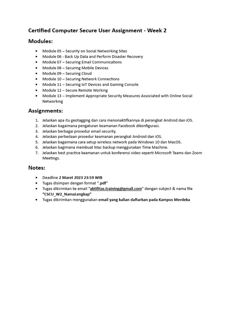 CSCU Assignment Week2 KelasA | PDF | Computers