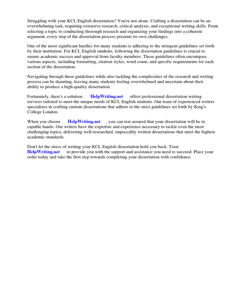 KCL English Dissertation Guidelines | PDF | Thesis | Essays KCL English Dissertation Guidelines | PDF | Thesis | Essays