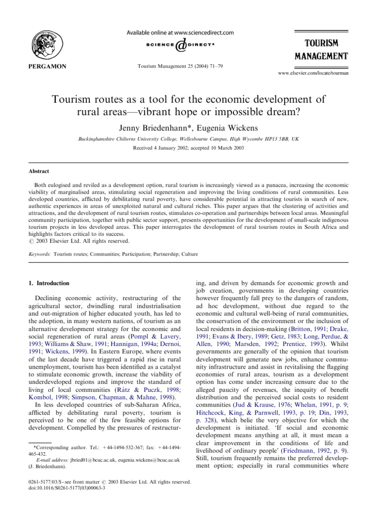 Rural Tourism Routes for Economic Growth | PDF | Tourism | Evaluation