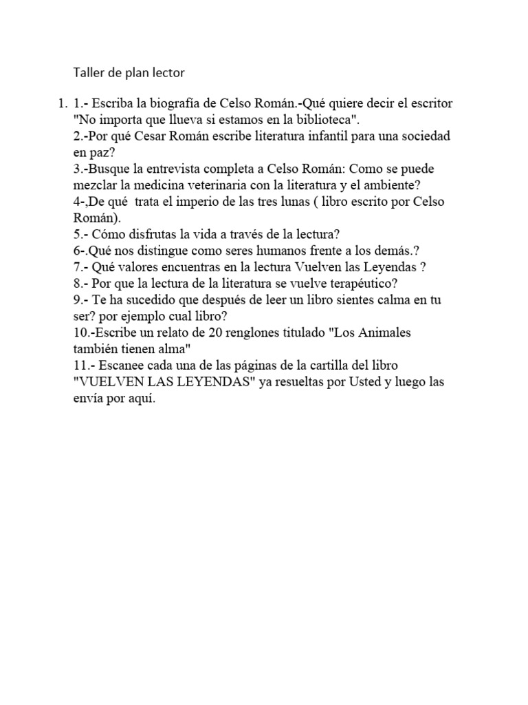 Taller de Plan Lector | PDF | Ficción general