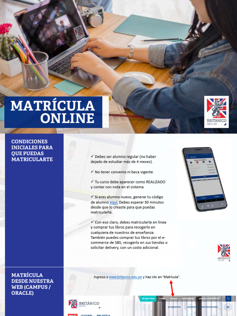 Guía de Matrícula Online Británico | PDF | Tarjeta de débito | Visa Inc.