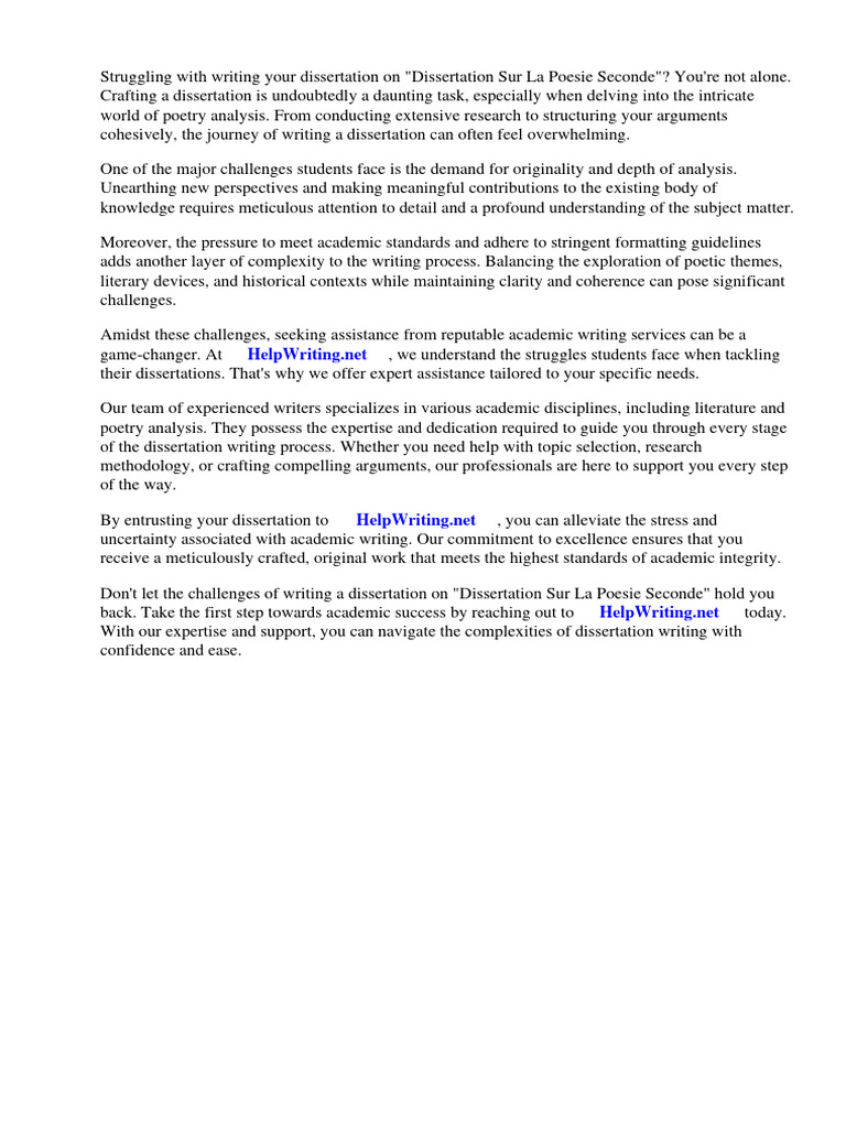 Dissertation Sur La Poesie Seconde | PDF | Thesis | Scribd