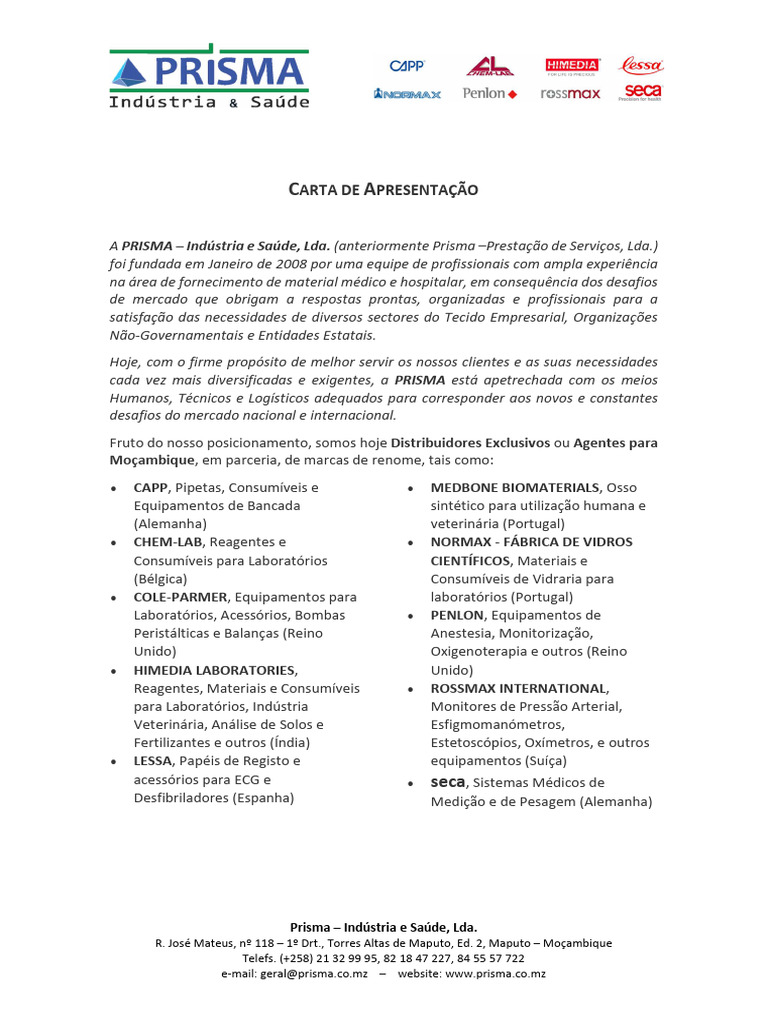 Prisma Carta de Apresentacao 2021 | PDF | Negócios