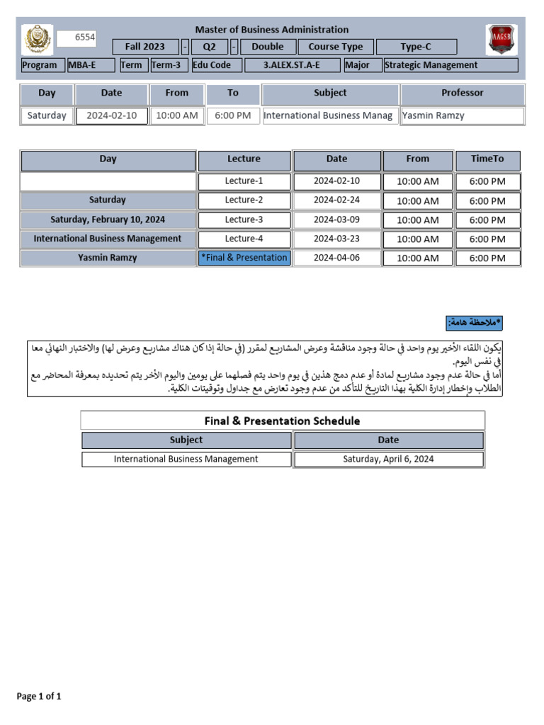 International Business Management Dr. Yasmine Ramzy 3rd Sem. ST | PDF