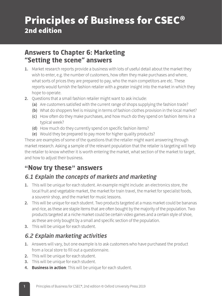 Principles of Business Chapter - 6 - Answers | PDF