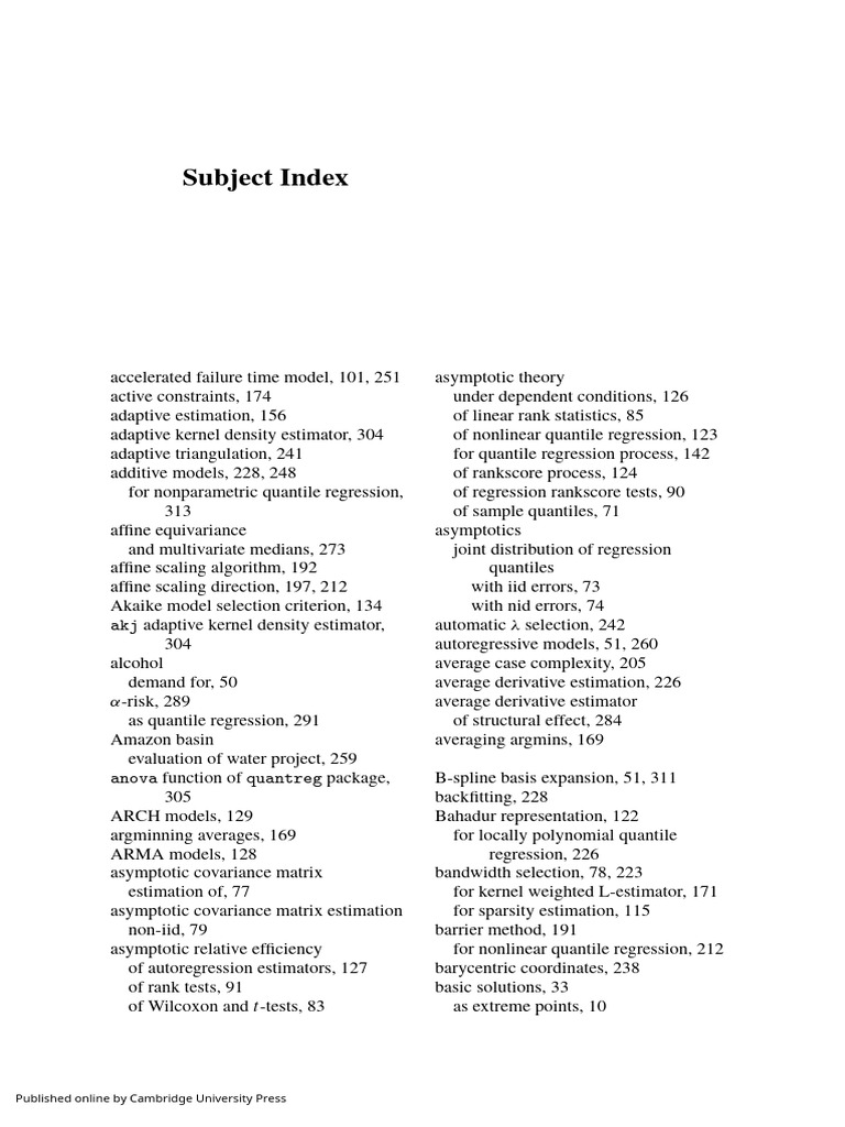 Quantile Regression Subject Index | PDF | Linear Regression | Quantile