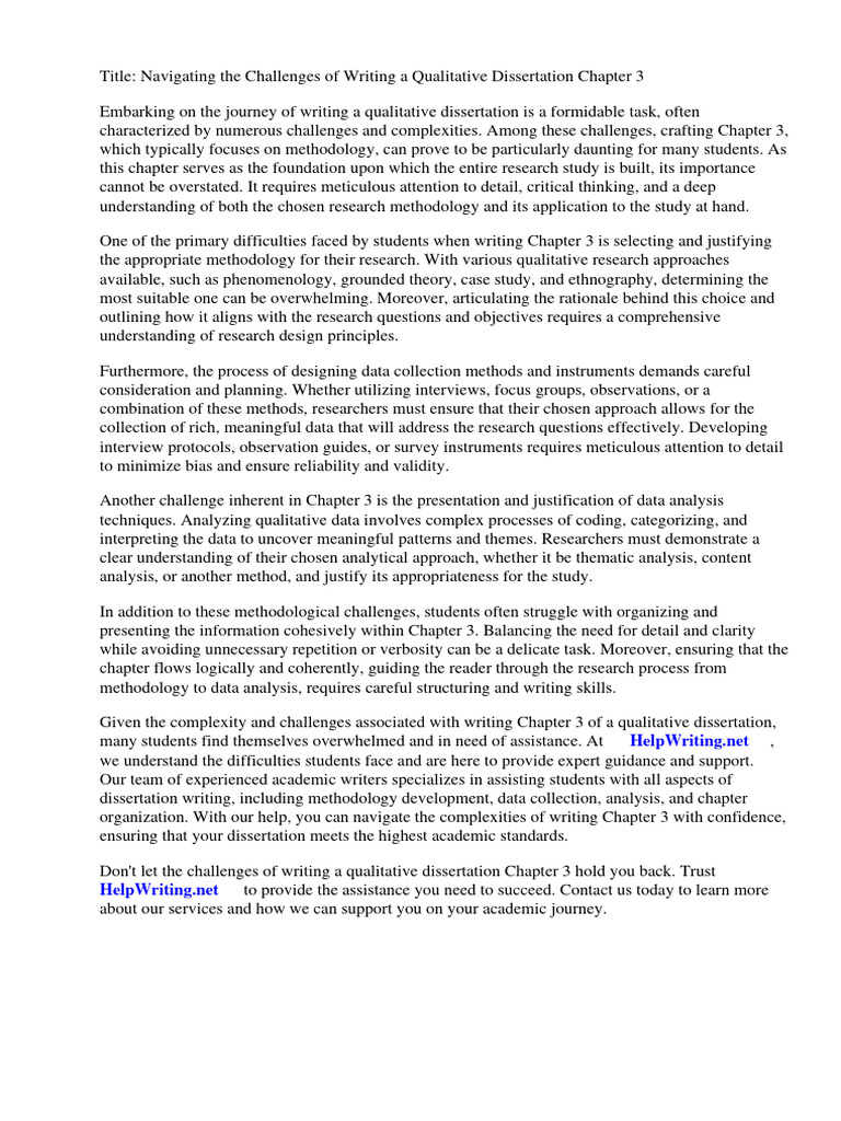 Qualitative Dissertation Chapter 3 | Download Free PDF | Methodology ...