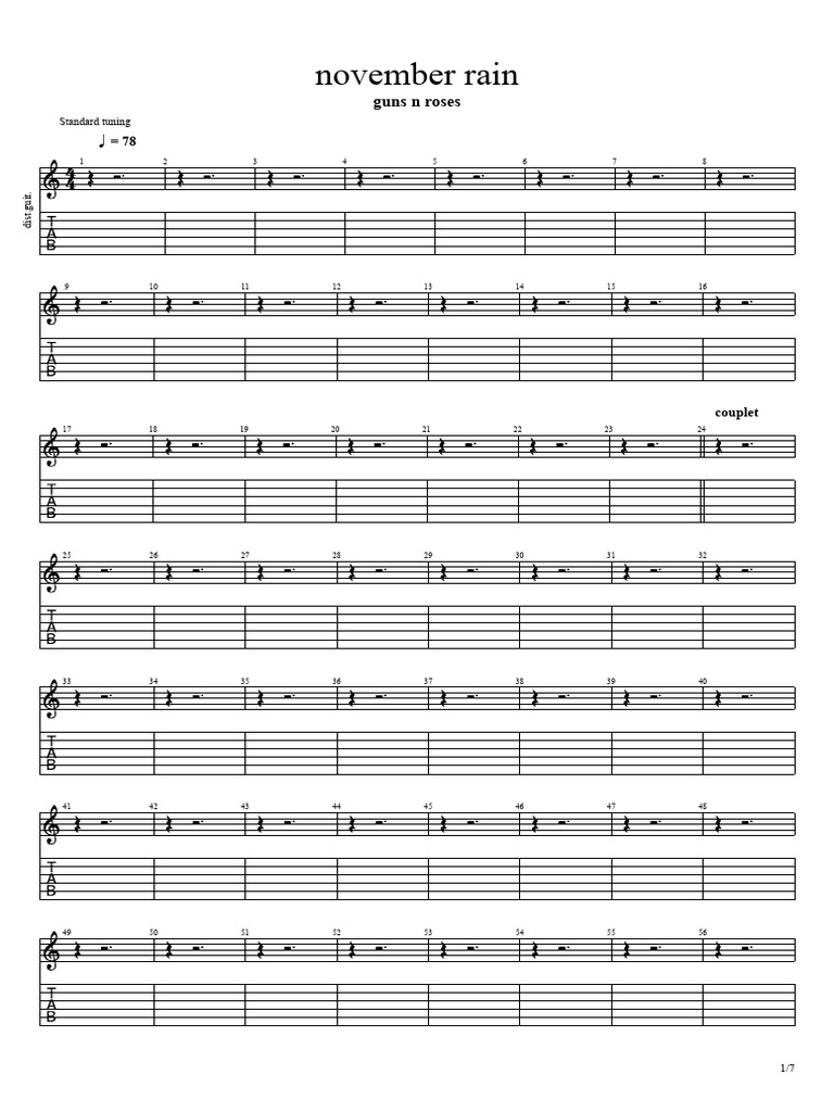 November Rain Guitar Tab and Chords | PDF | Songs Written
