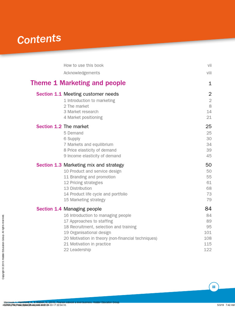 Pearson Edexcel A Level Business - (Contents) | PDF | Business ...