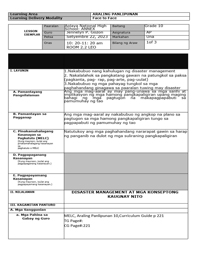 First QTR Le-In-Ap-Ten-Cot-One-Gozon | PDF
