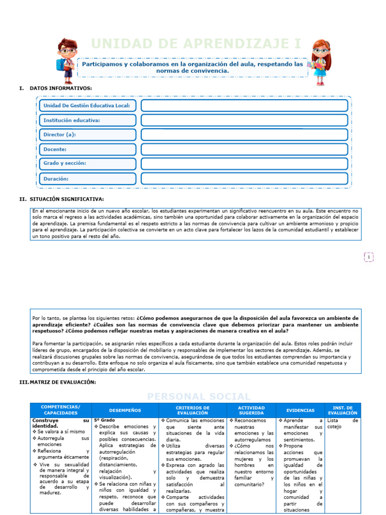 Unidad de Aprendizaje 1 - V | Descargar gratis PDF | Evaluación | Probabilidad
