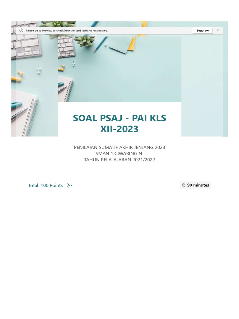 Soal Psaj - Pai Kls Xii-2023 | PDF