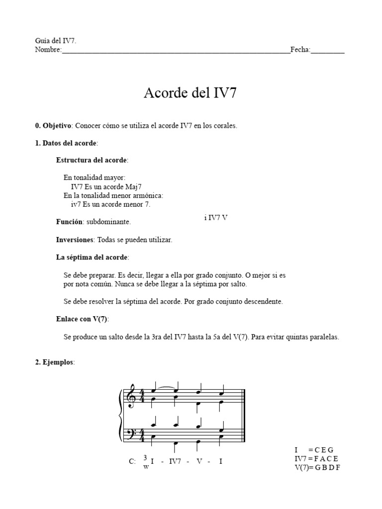 Guía Completa del Acorde IV7 en Corales | PDF | Acorde (Música ...