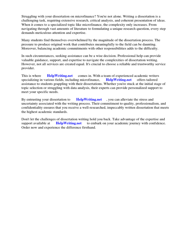 Dissertation Topics On Microfinance | PDF | Microfinance | Microcredit