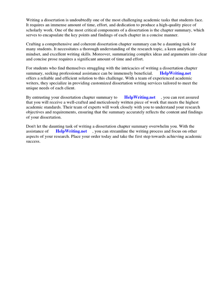 Dissertation Chapter Summary | PDF | Thesis | Methodology