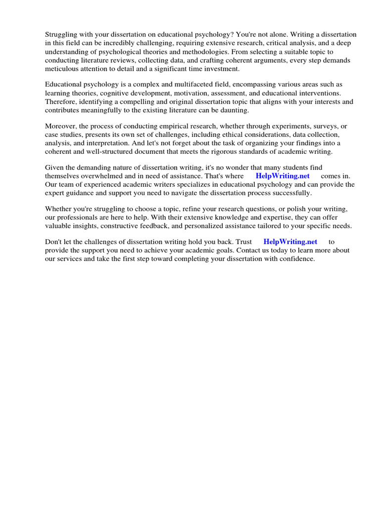 Dissertation Topics On Educational Psychology | PDF | Psychology | Thesis