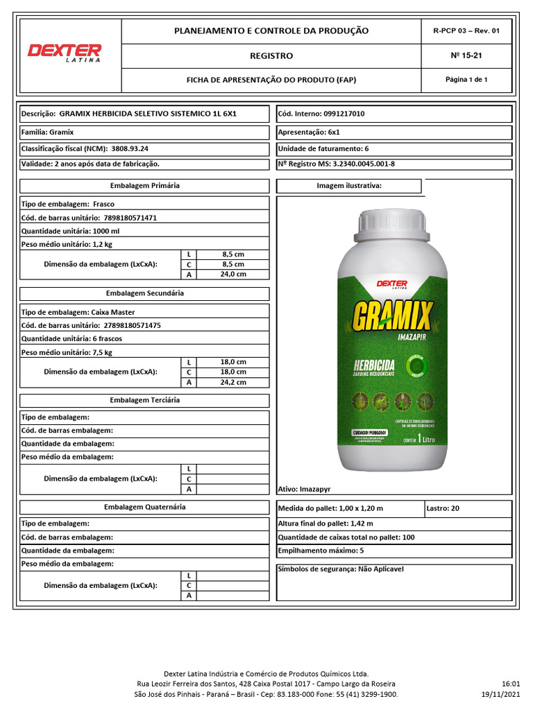 Gramix Herbicida Seletivo 1L Detalhes | PDF | Embalagem e rotulagem ...