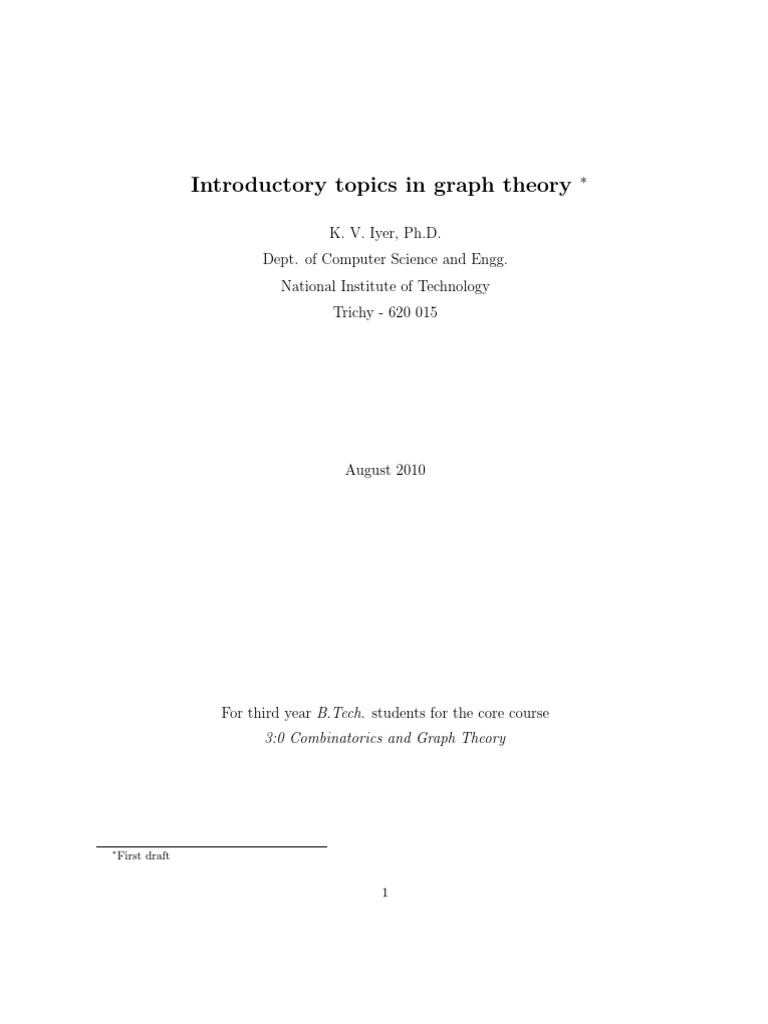 Introductory Topics in Graph Theory: First Draft | PDF | Vertex (Graph ...
