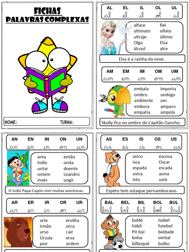 Fichas de Leitura Com Palavras Complexas | PDF