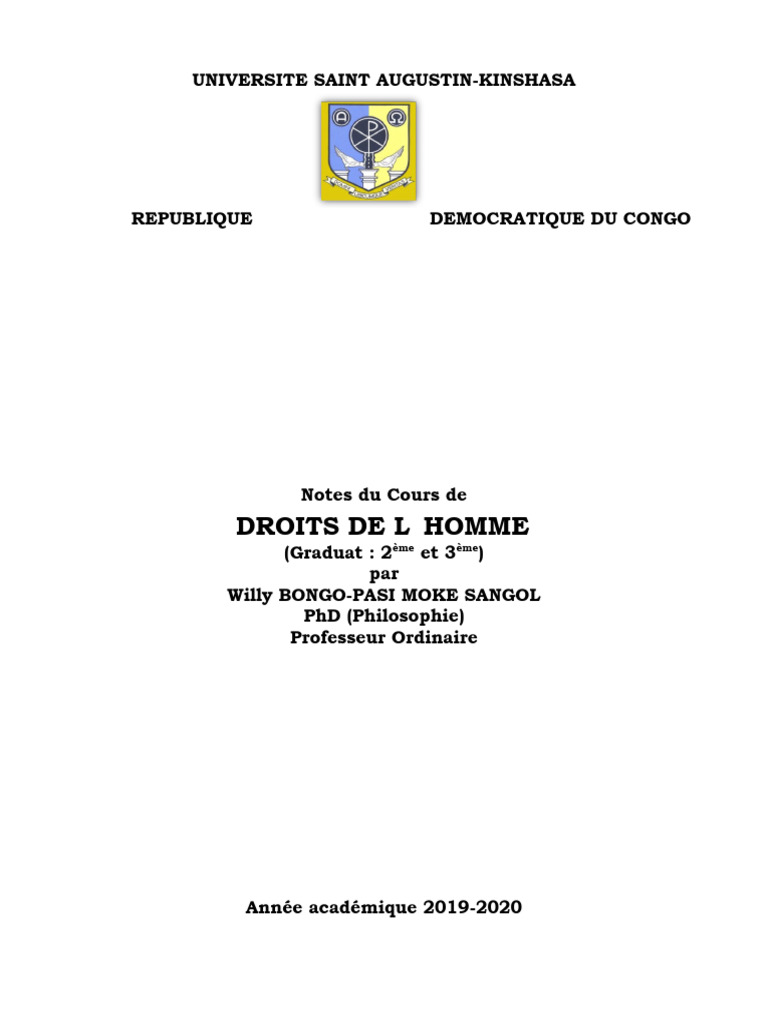 Cours sur les droits de l'homme en RDC | PDF | Loi naturelle | Droits ...