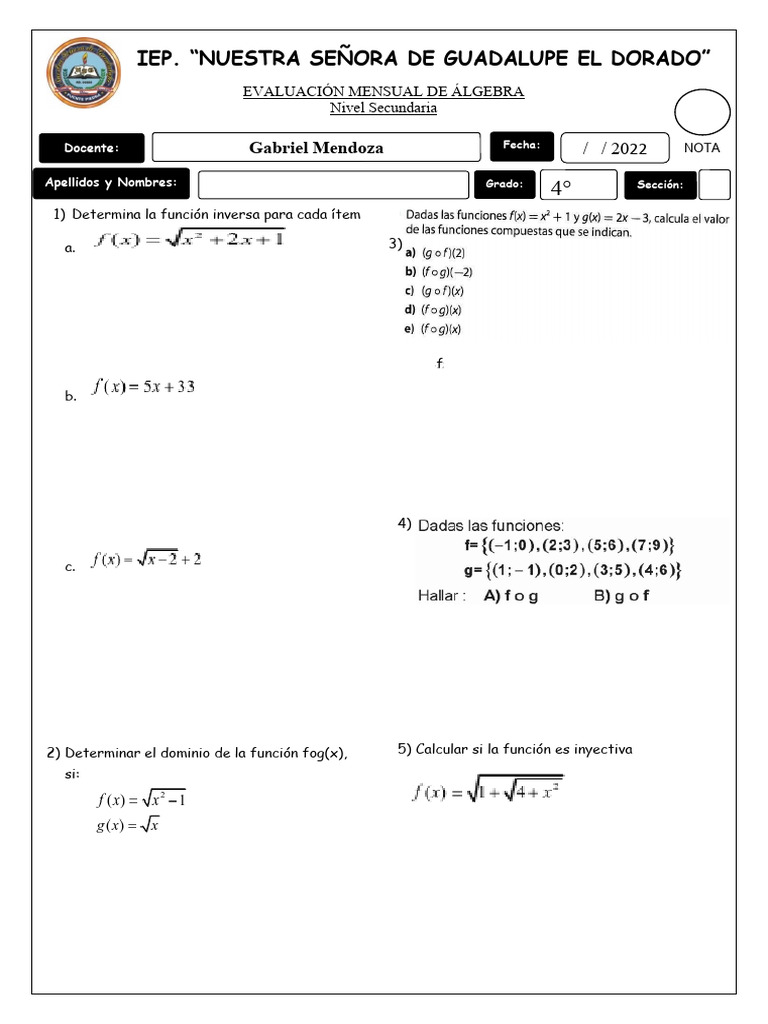 Jueves- Examen BIMESTRAL de Algebra II BIMESTRE, 2, 3, 4, 5 de sec | PDF | Porcentaje | Matemáticas