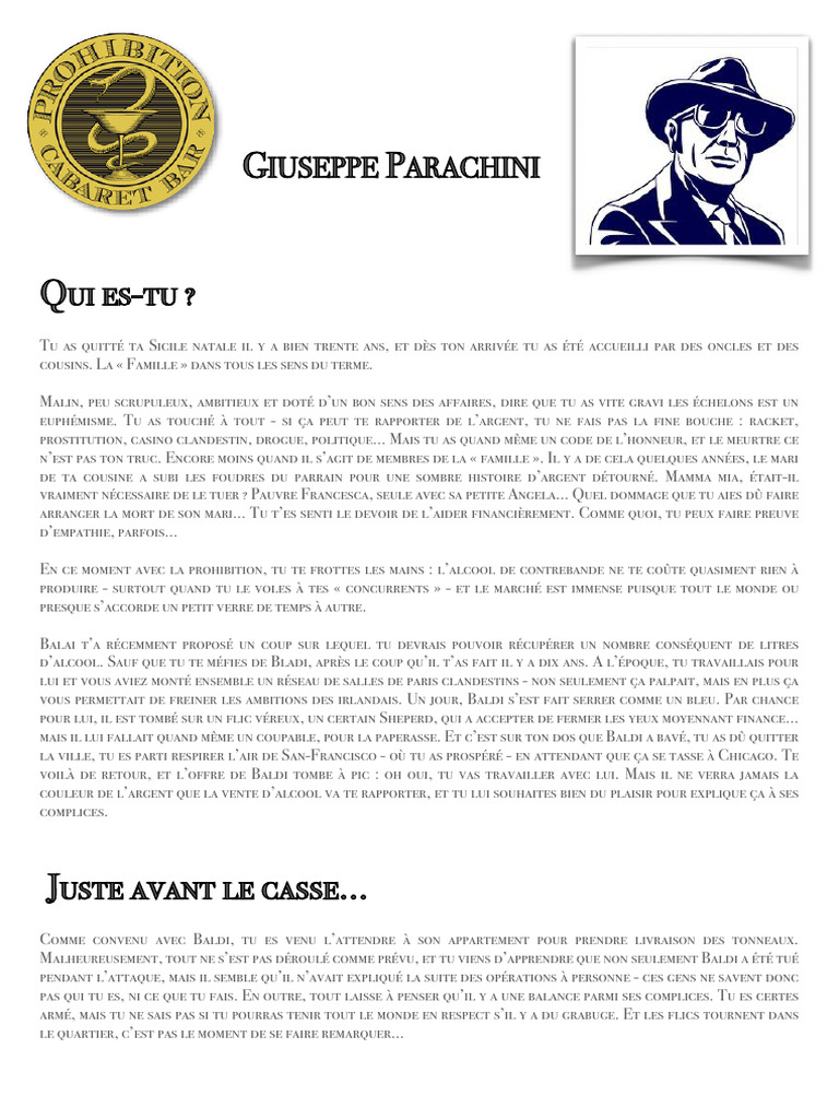 Fiche Personnage Giuseppe Parachini | PDF