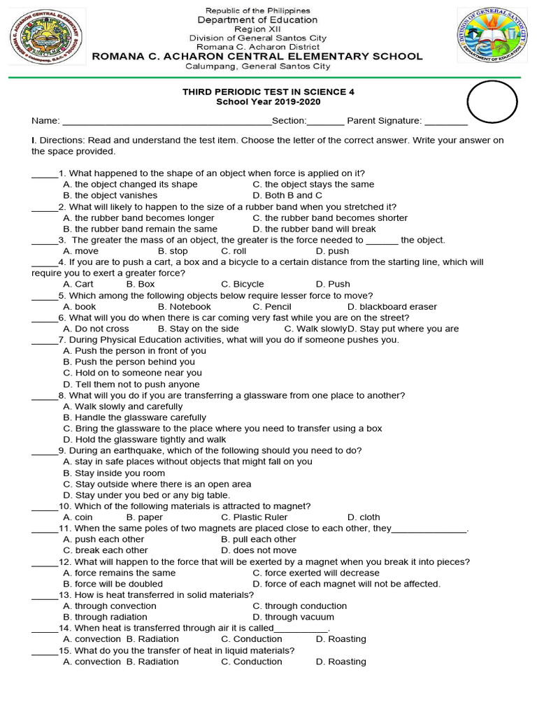 SCIENCE THIRD GRADING EXAM | PDF | Light | Sound