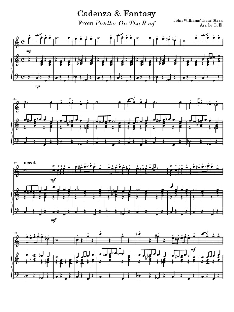 Fiddler On The Roof - Violin Cadenza Fantasy | PDF | Violin | String ...