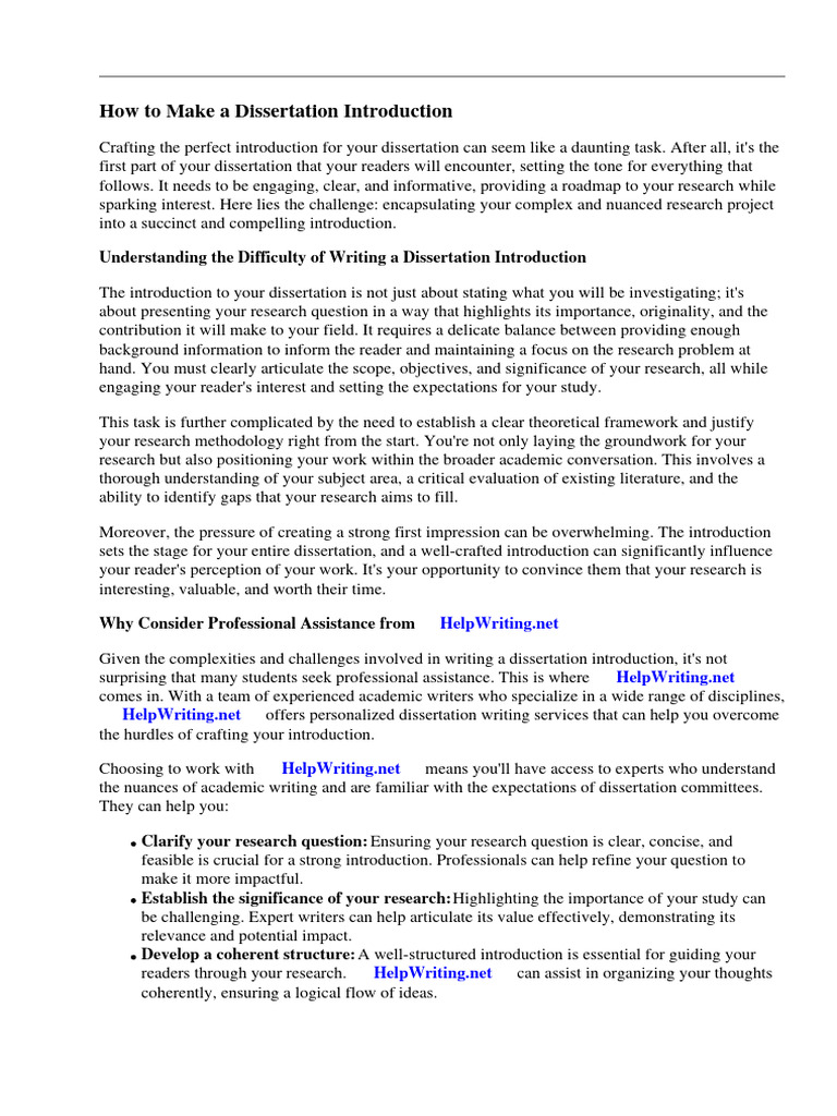 How To Make A Dissertation Introduction | Download Free PDF | Thesis ...