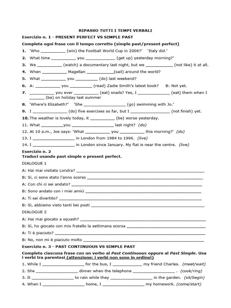 Ripasso-tutti-tempi | PDF | Linguistics | Grammar