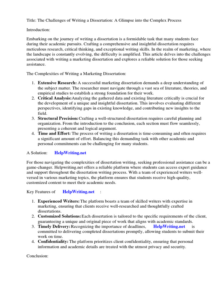 Free Marketing Dissertation Examples | PDF