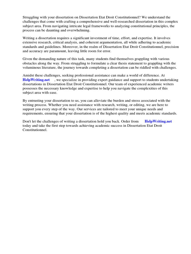 Dissertation Etat Droit Constitutionnel | PDF | Thesis | Essays
