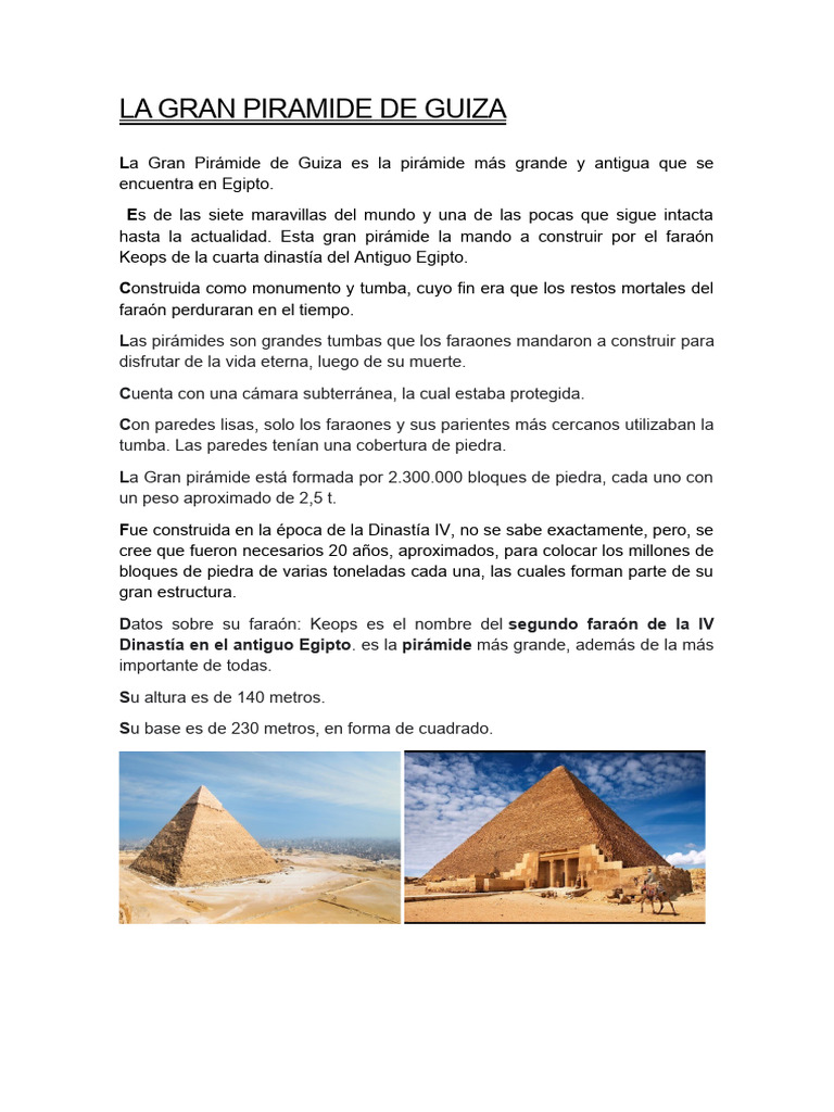 La Gran Piramide de Guiza | PDF | Ciencias sociales | Arte