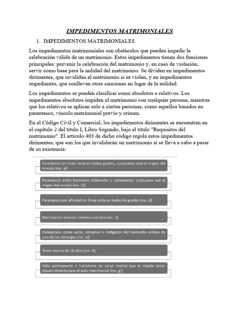 Impedimentos Matrimoniales en el Código Civil | PDF | Matrimonio ...