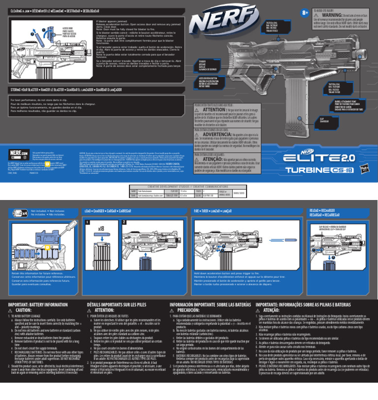 E9481 - Es MX - Nerf Elite 2 0 Turbine Cs 18 Motorized Blaster 36 Nerf Darts 18 Dart Clip Built ...