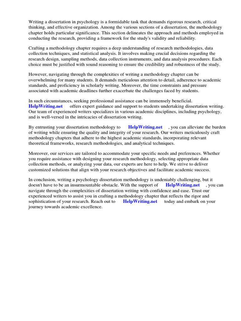 How To Write A Psychology Dissertation Method | PDF | Methodology ...