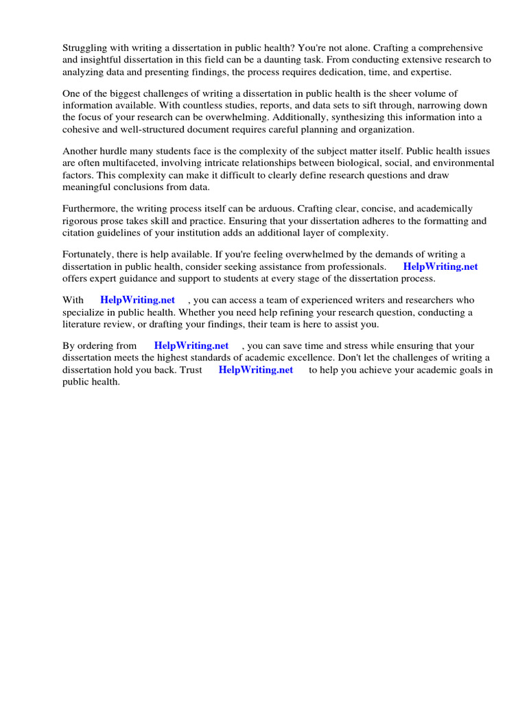 Dissertation Examples in Public Health | Download Free PDF | Nursing ...