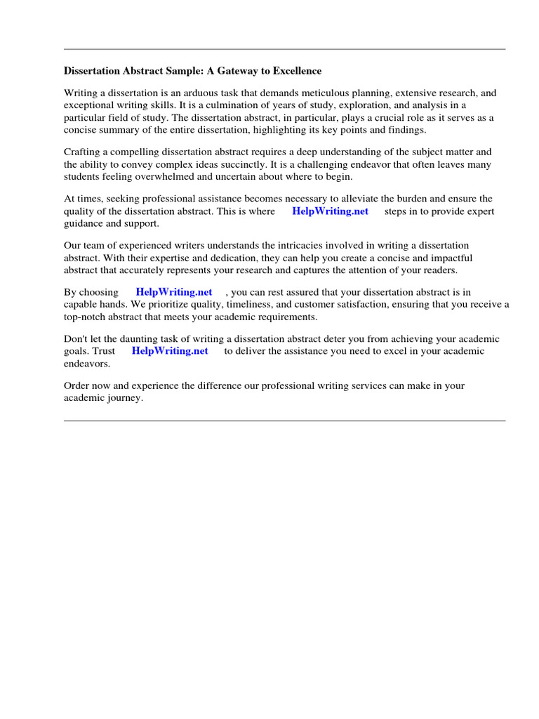 Dissertation Abstract Sample | PDF