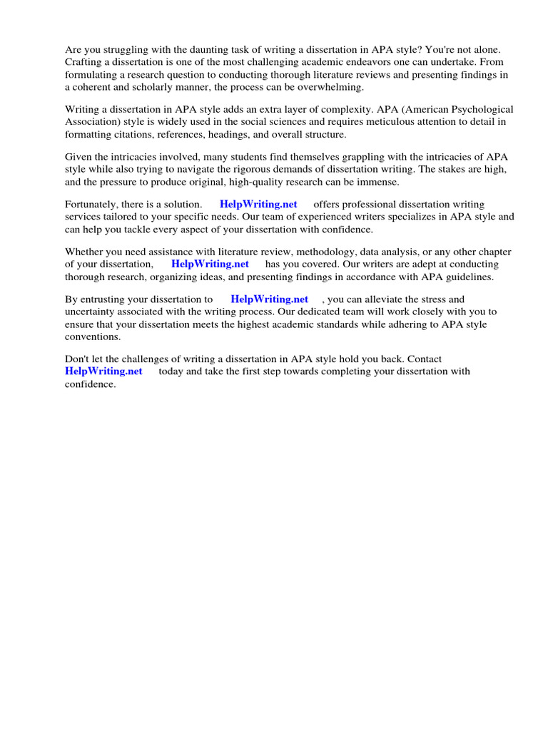 How to Write a Dissertation Apa Style | PDF | Thesis | Apa Style