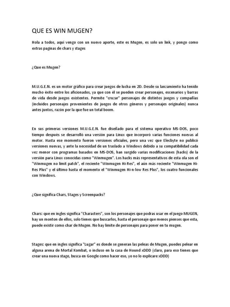 Que Es Win Mugen | PDF | Familias de sistemas operativos | Tecnología ...