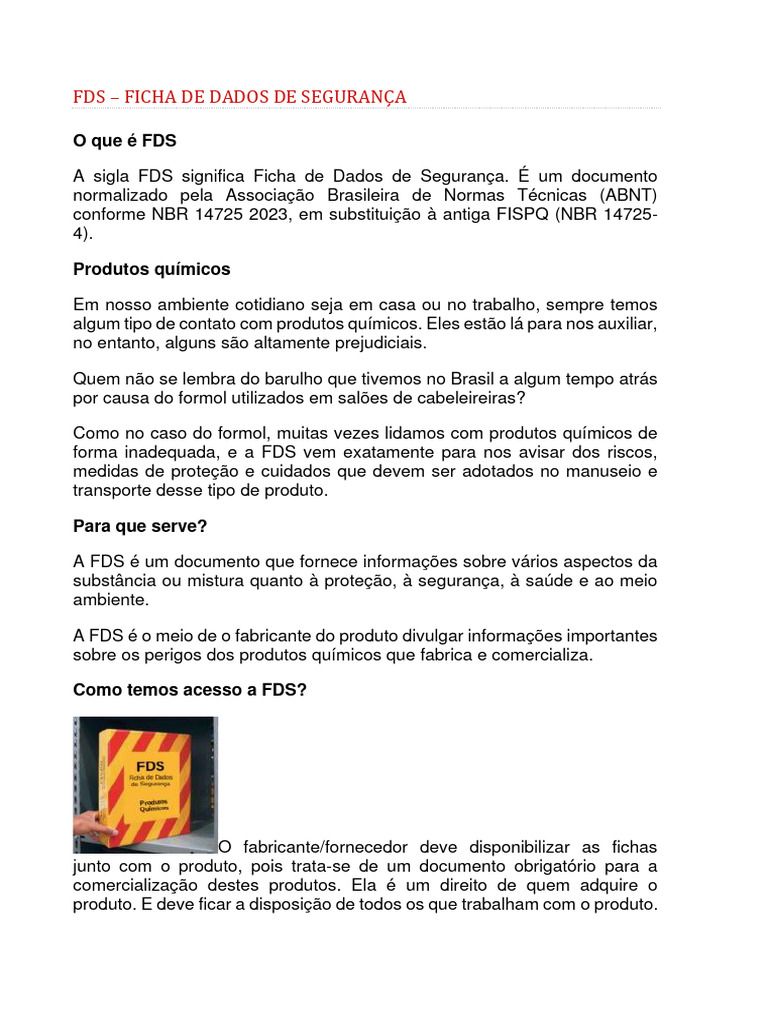 FDS - Conceitos | Download grátis PDF | Química | Embalagem e rotulagem