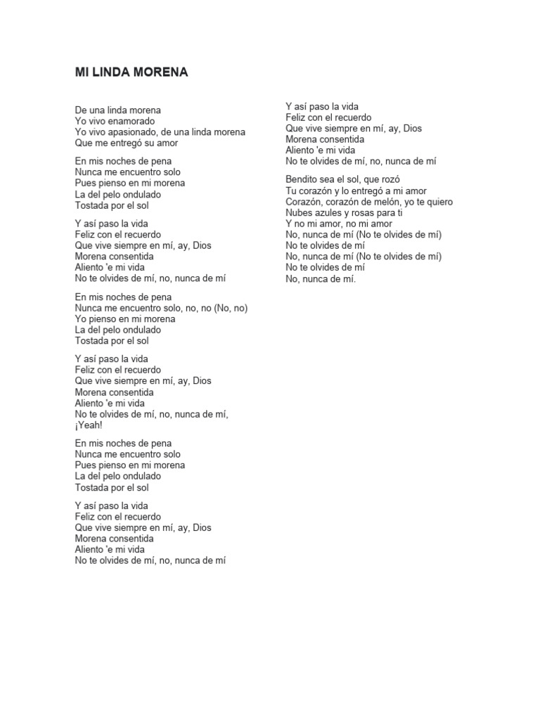 De Una Linda Morena | PDF