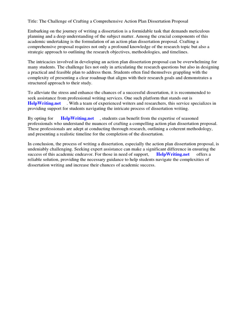 Action Plan Dissertation Proposal | Download Free PDF | Educational ...