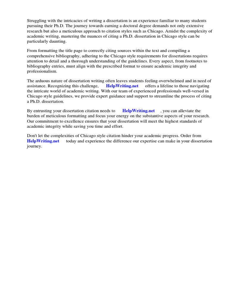 How To Cite A PHD Dissertation Chicago Style | PDF | Citation | Apa Style