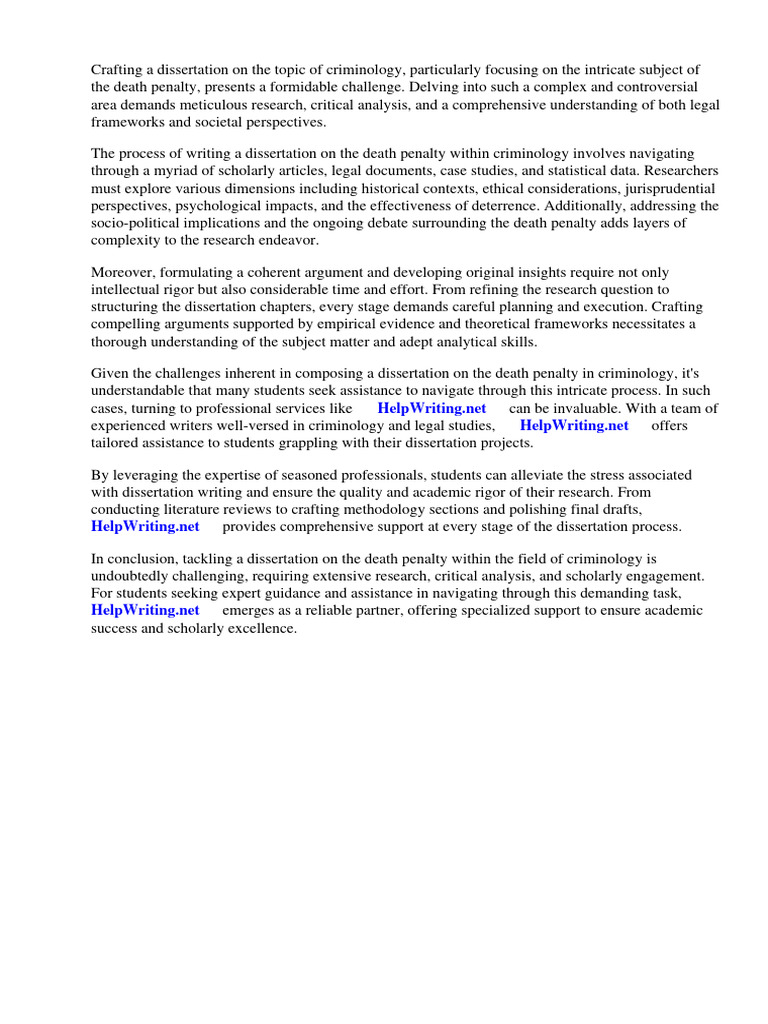 Criminology Dissertation Death Penalty | PDF | Capital Punishment ...