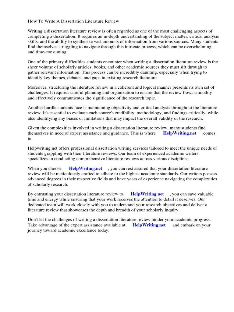 How To Write A Dissertation Literature Review | PDF | Literature Review ...