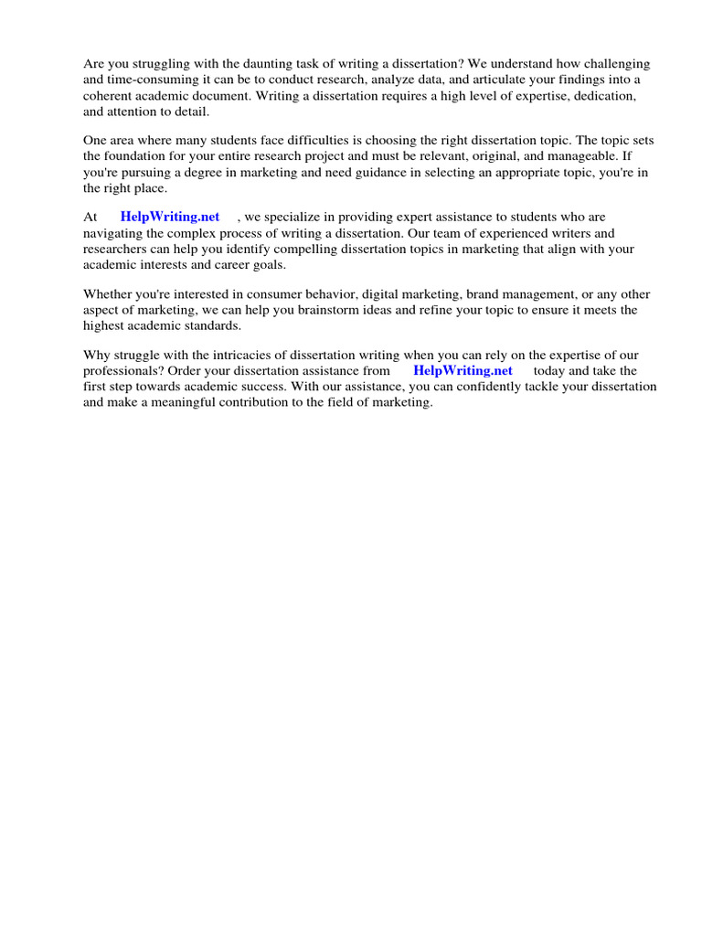 Marketing Dissertation Topic Ideas | PDF | Marketing | Brand