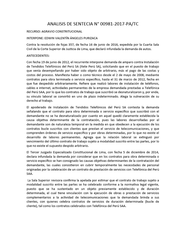 Analisis de Sentecia N | PDF | Perú | Gobierno